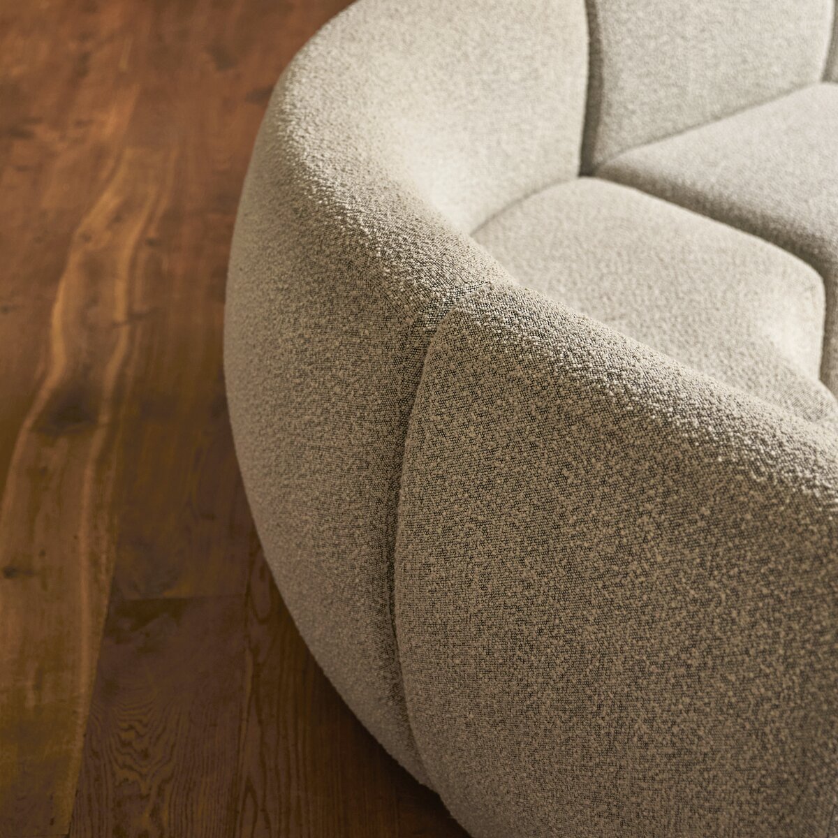 Sillón modular esquinero Swann de acacia maciza y tela gris - Tikamoon