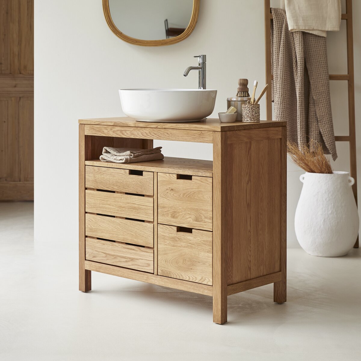 Serena – solid oak vanity unit 80 cm – Tikamoon