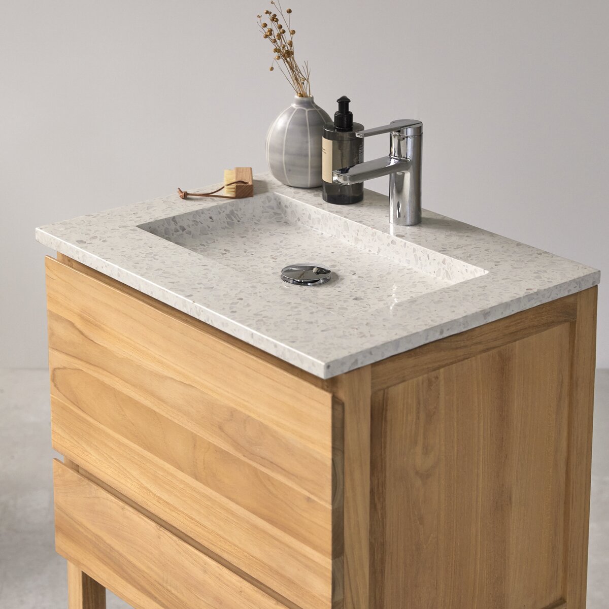 Teak and moon terrazzo vanity unit 80 cm - Bathroom - Tikamoon