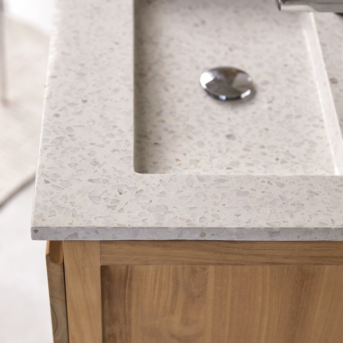 Meuble en teck et terrazzo moon 60 cm - Salle de bain - Tikamoon