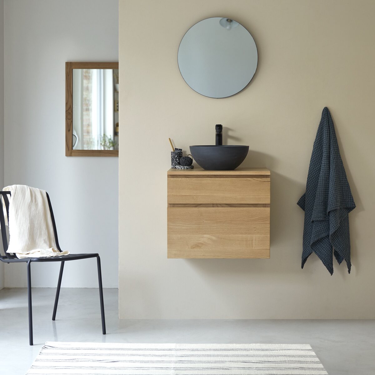 Wall-mounted oak vanity unit 60 cm - Bathroom - Tikamoon