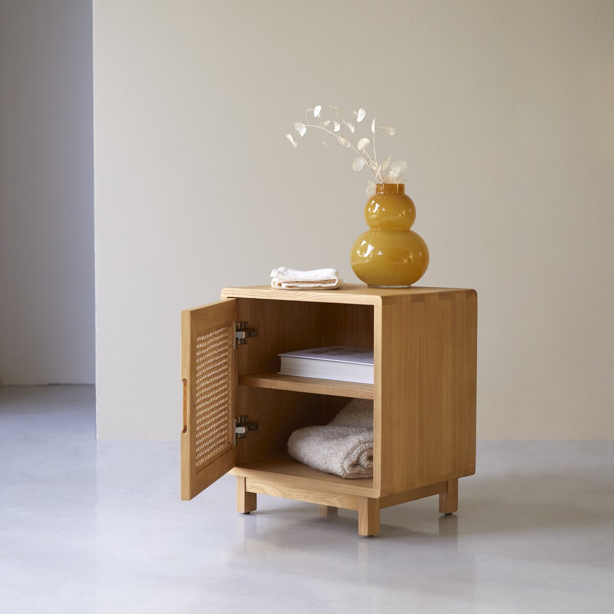 Solid elm and canework Bedside table - Bedroom / Bedside Tables - Tikamoon