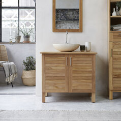 Solid teak vanity unit 60 cm - Bathroom / Bathroom washbasin unit ...