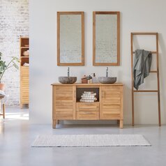 Solid teak vanity unit 145 cm - Bathroom / Bathroom washbasin unit ...