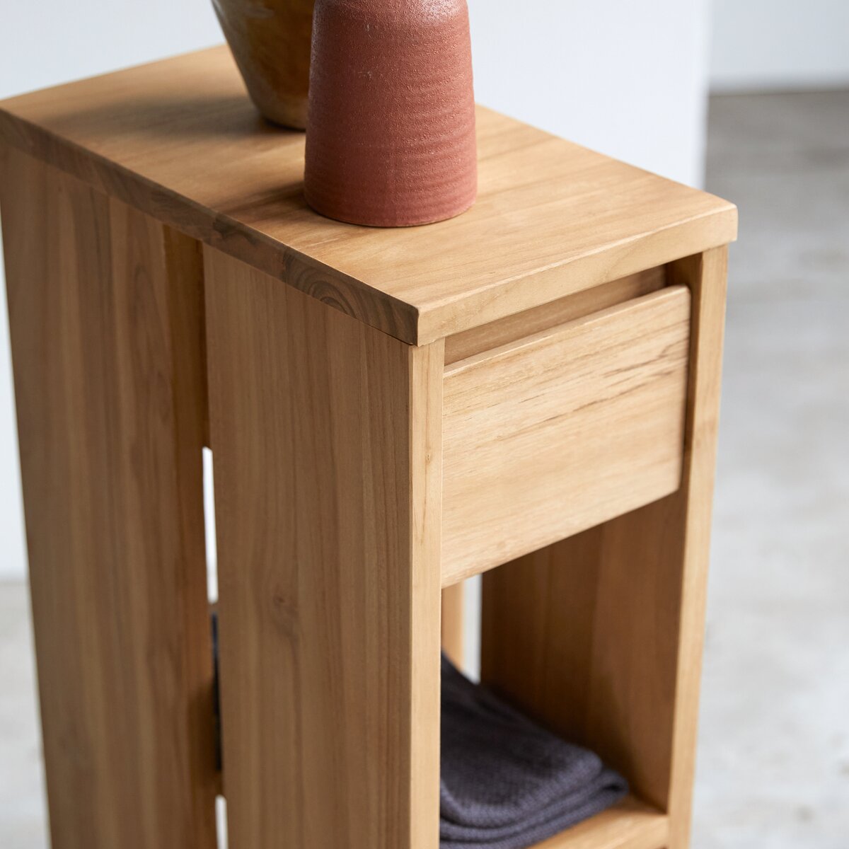 Eden teak bedside table - 1 drawer bedside table sale at Tikamoon